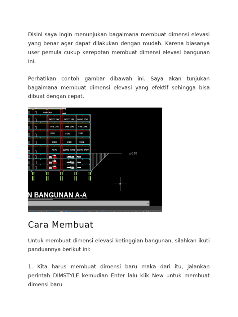 Cara Membuat Dimensi Elevasi Bangunan Di AutoCAD | PDF