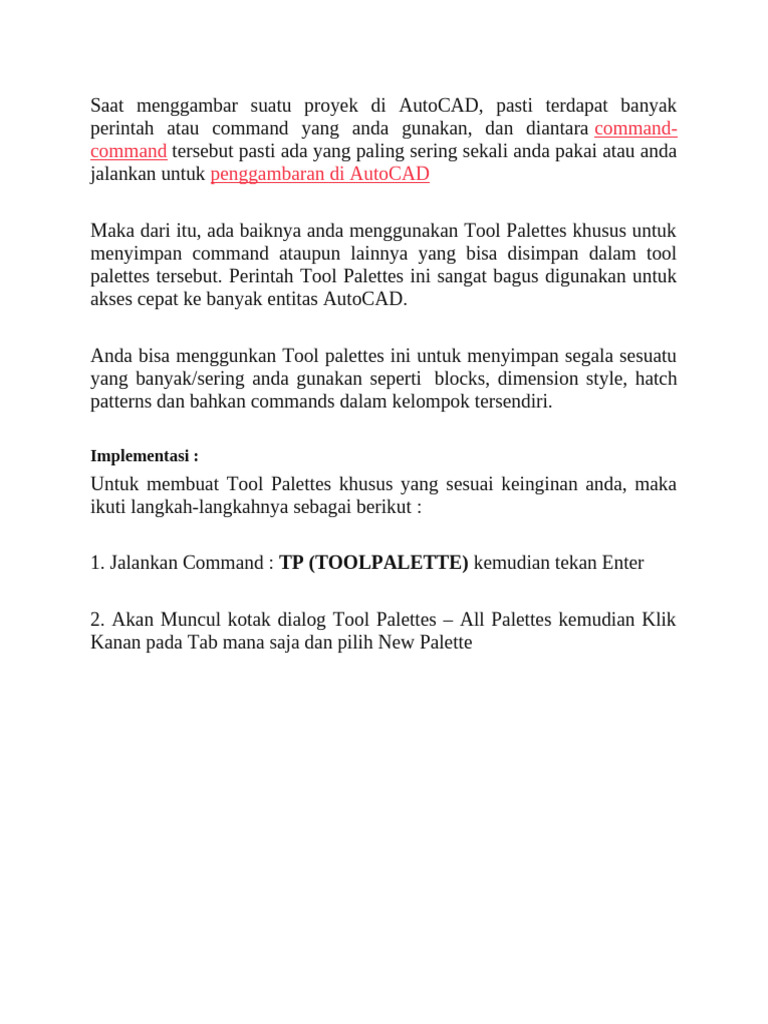 Membuat Dan Memodifikasi Tool Palettes Di Autocad Pdf