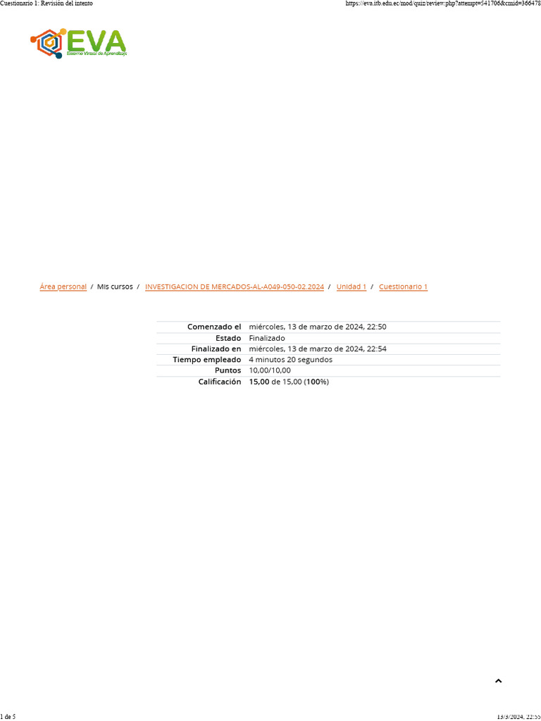 Cuestionario 1 INVESTIGACION DE MERCADOS | PDF