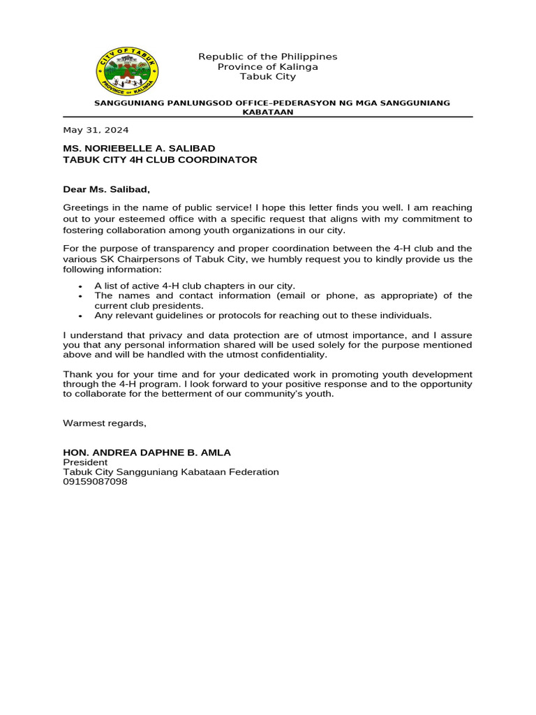 Letter To 4h | PDF