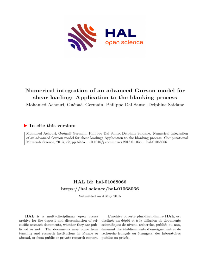 2013-Achouri-Numerical Integration of An Advanced Gurson Model For ...