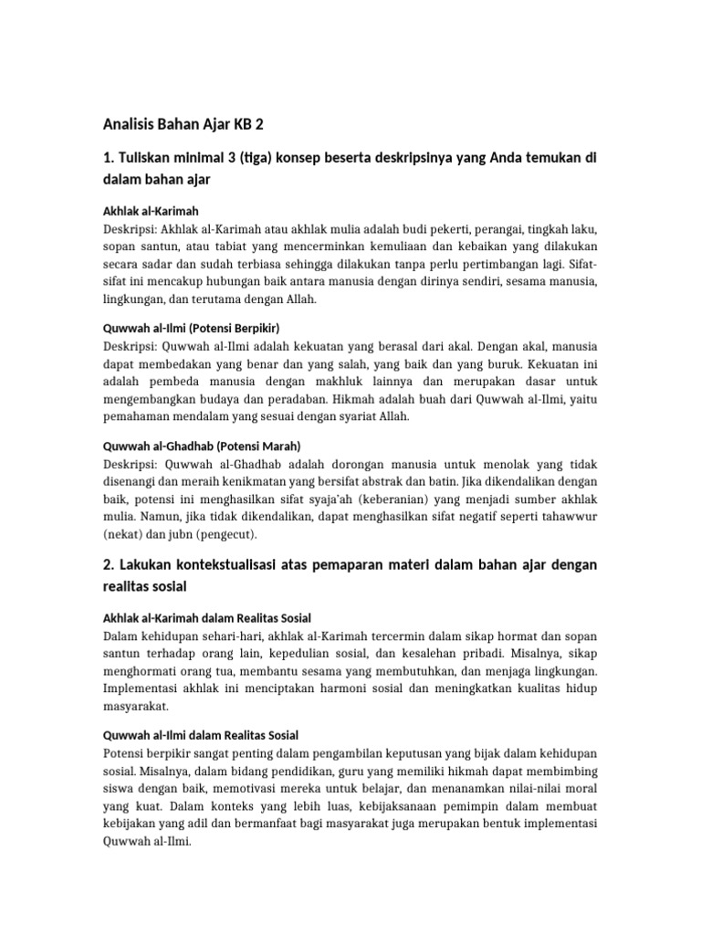 Analisis Bahan Ajar KB 2 | PDF