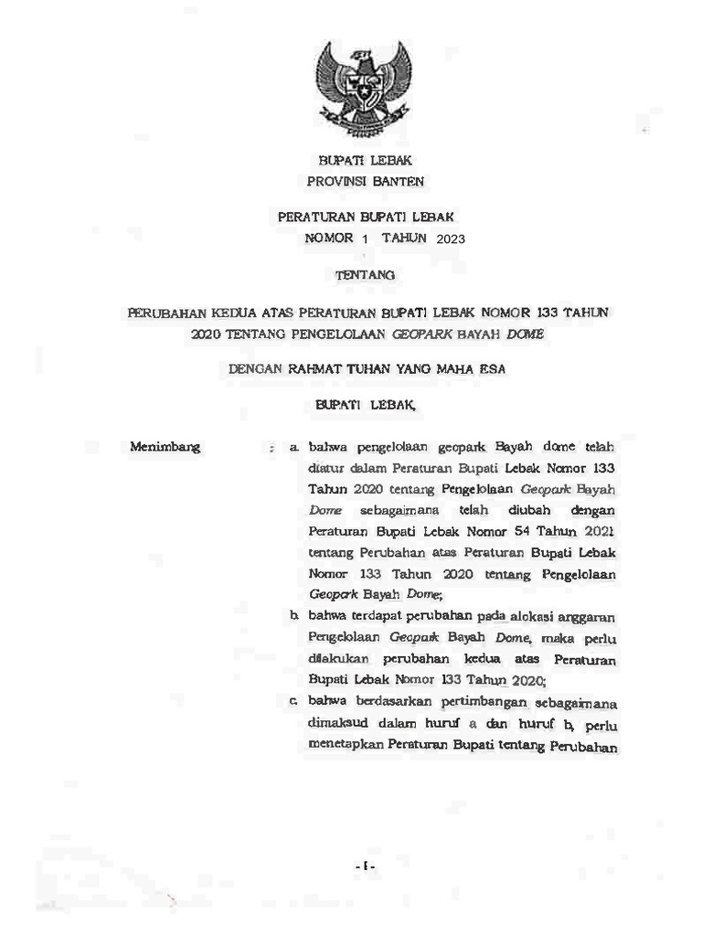 PerBup No 1 Tahun 2023 | PDF