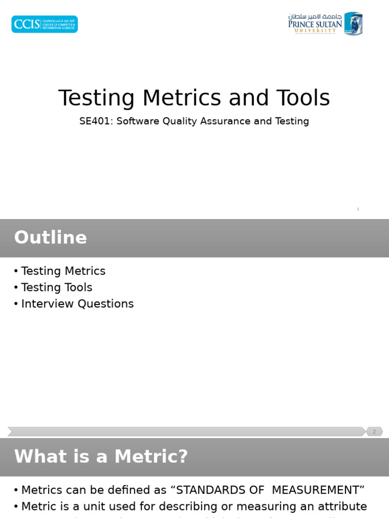Testing Metrics and Tools | PDF