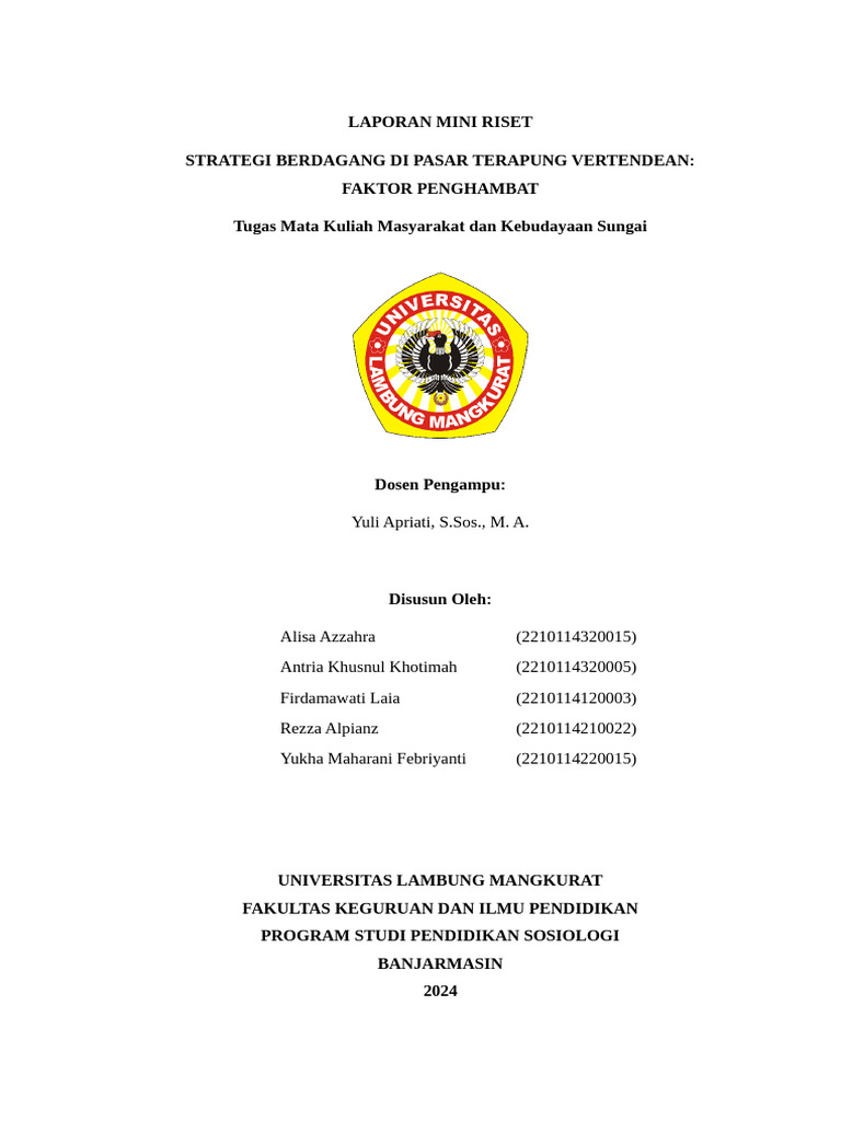 Laporan Mini Riset Kelompok Sungai Yukhaa | PDF