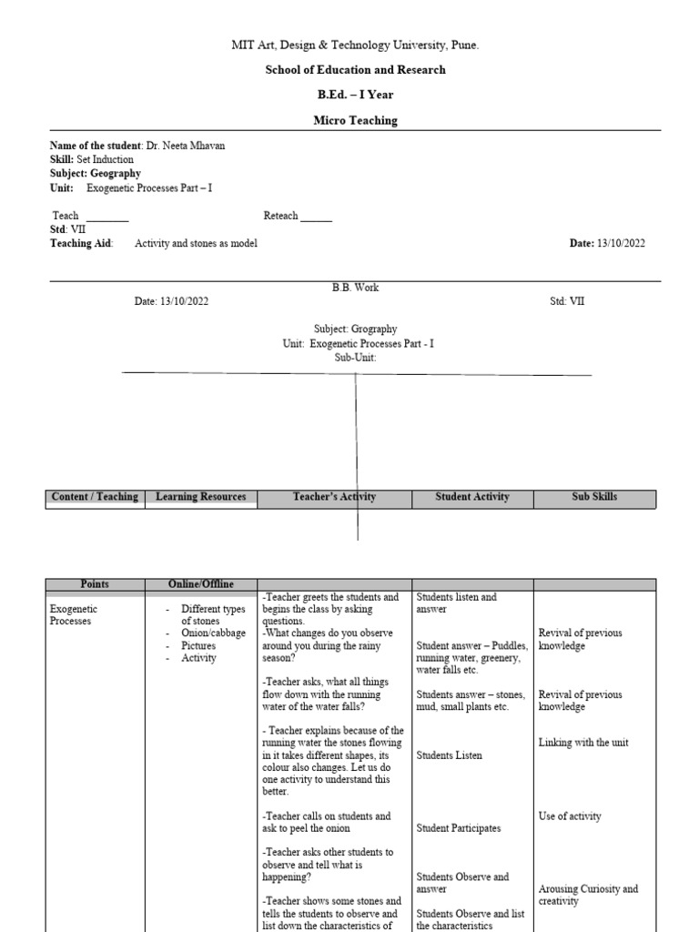 Set Induction Lesson Plan | PDF