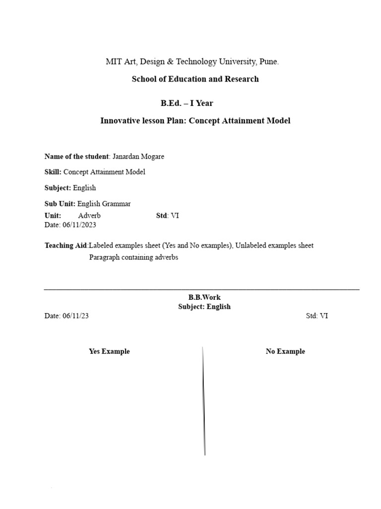 Concept Attainment Model | PDF