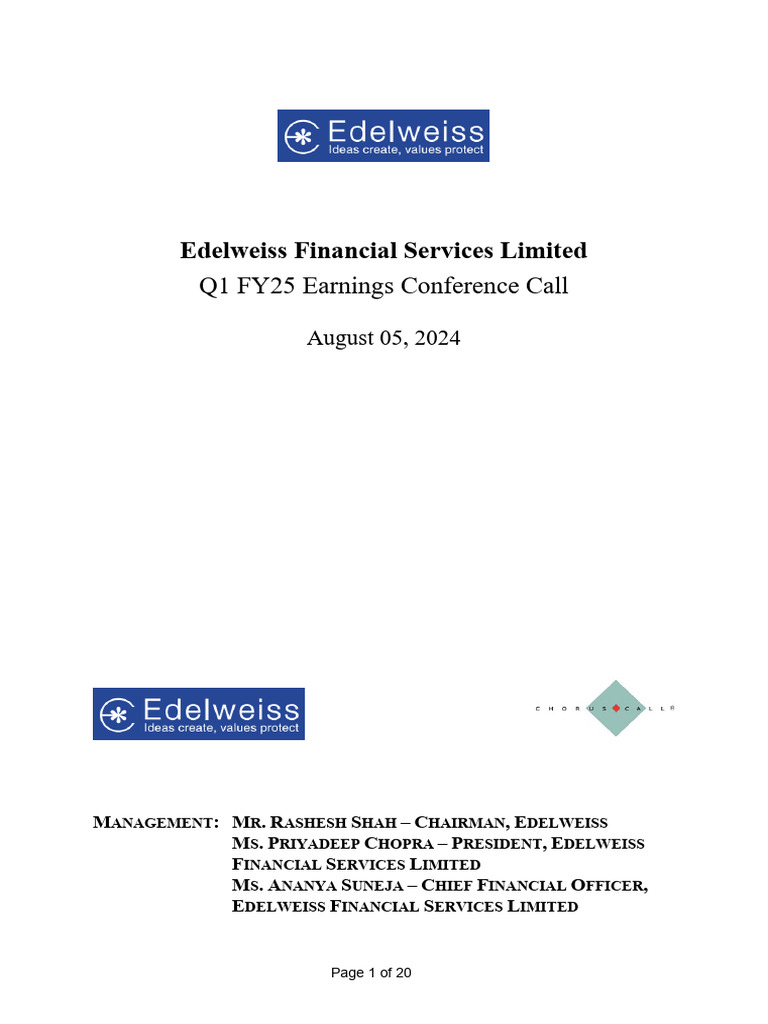 Earnings Call Transcripts Q1FY25 | PDF | Market Liquidity | High Yield Debt