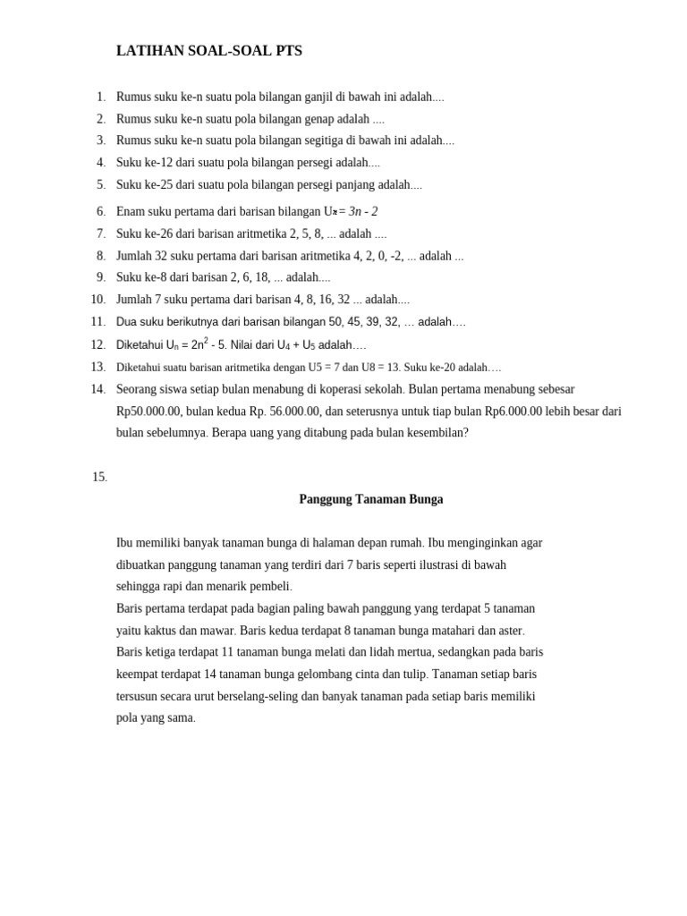 Latihan Soal Pts MTK 8 Ganjil | PDF