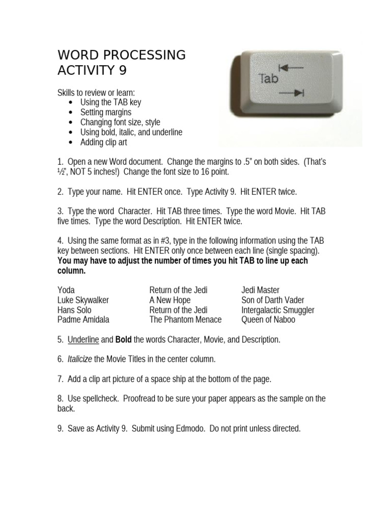 Word Processing Activity 9 Guide | PDF | Games & Activities