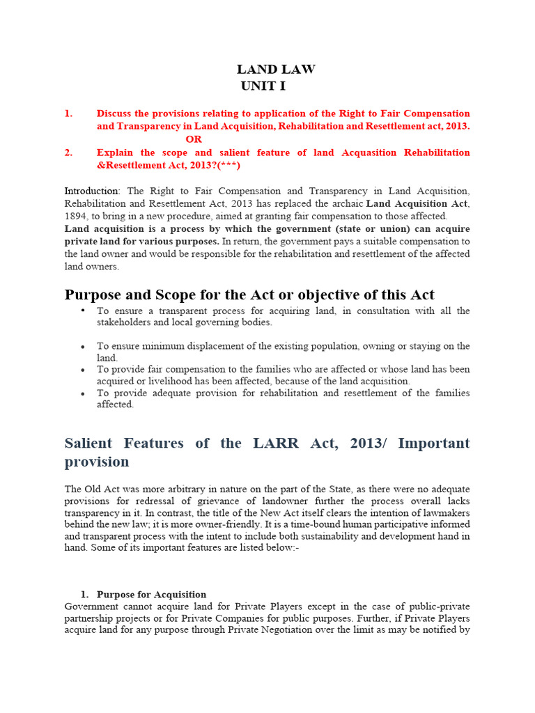 Land Laws notes | PDF