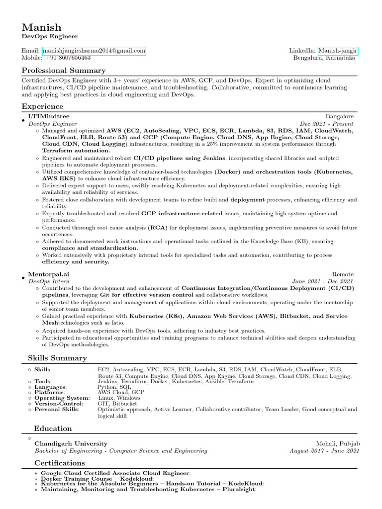 Resume Manish Jangra | PDF