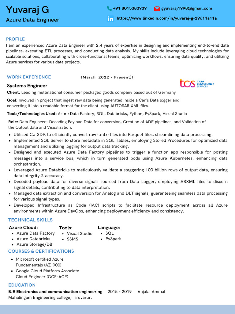 Resume Yuvaraj G | PDF