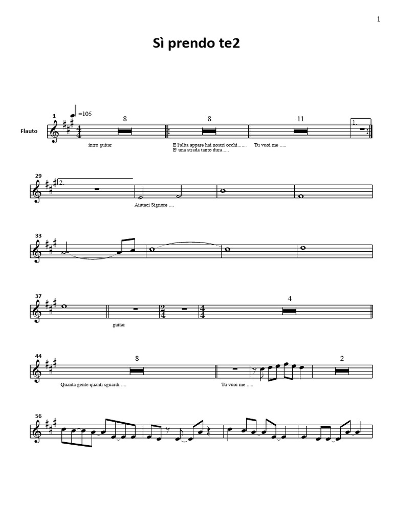 Sì Prendo Te2 - Flauto | PDF
