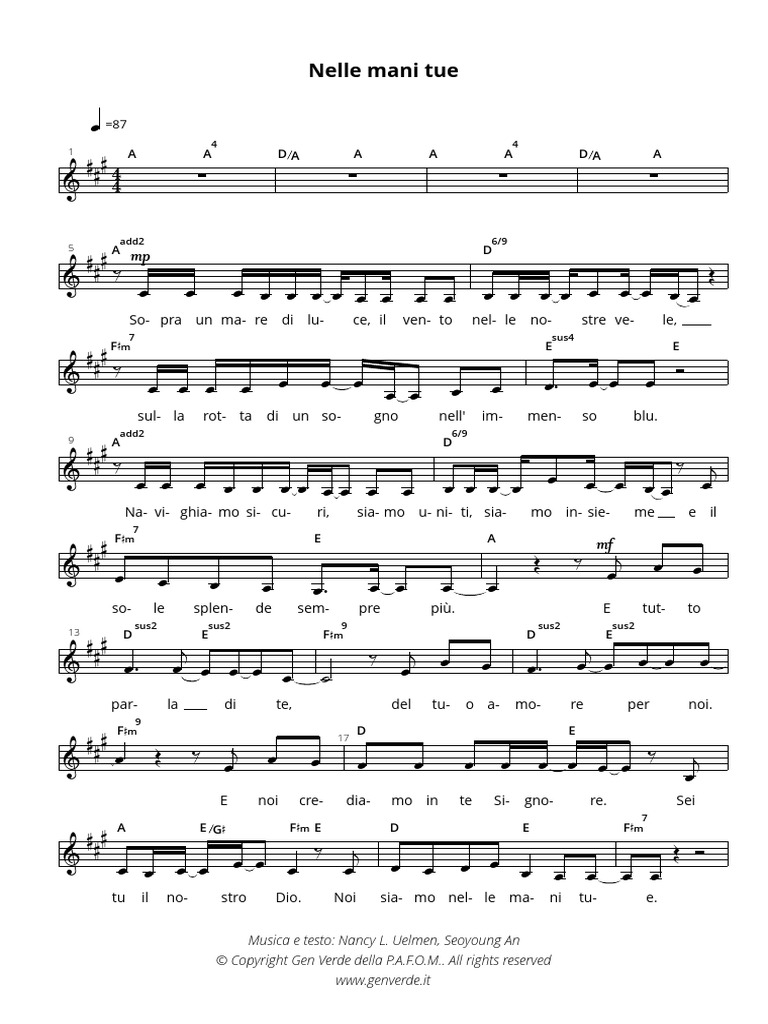 Nelle Mani Tue Official Lead Sheet | PDF