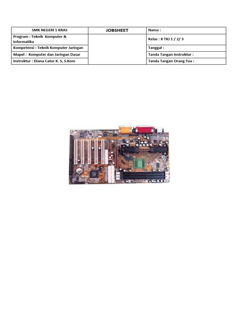 Jobsheet Motherboard | PDF | Computer Science | Personal Computers