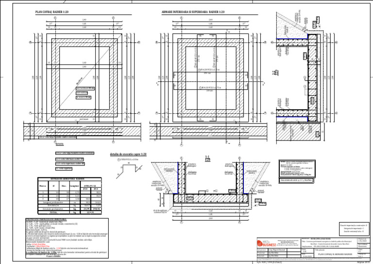 Plan Cofraj Si Armare Radier - 1 | PDF