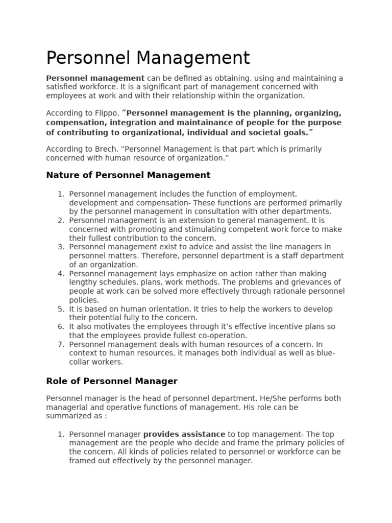Personnel Management | PDF