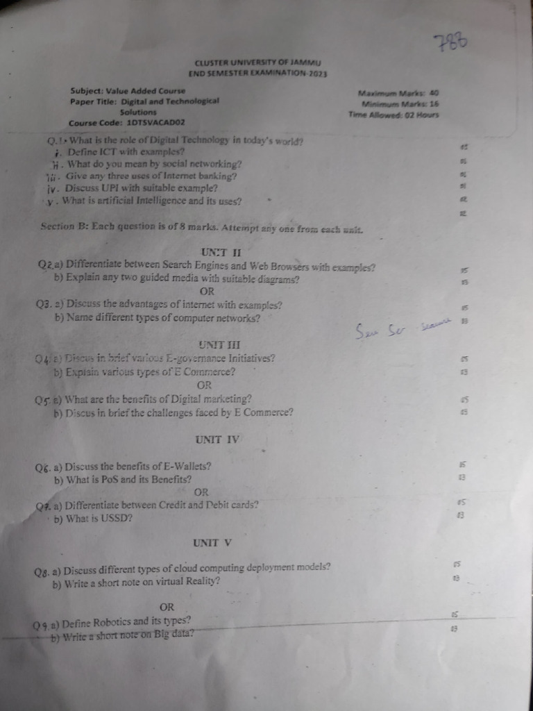 DTS END SEM 2023-24 PPR | PDF