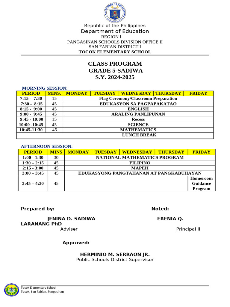 5 Sadiwa Class Program 2024 2025 Final | PDF