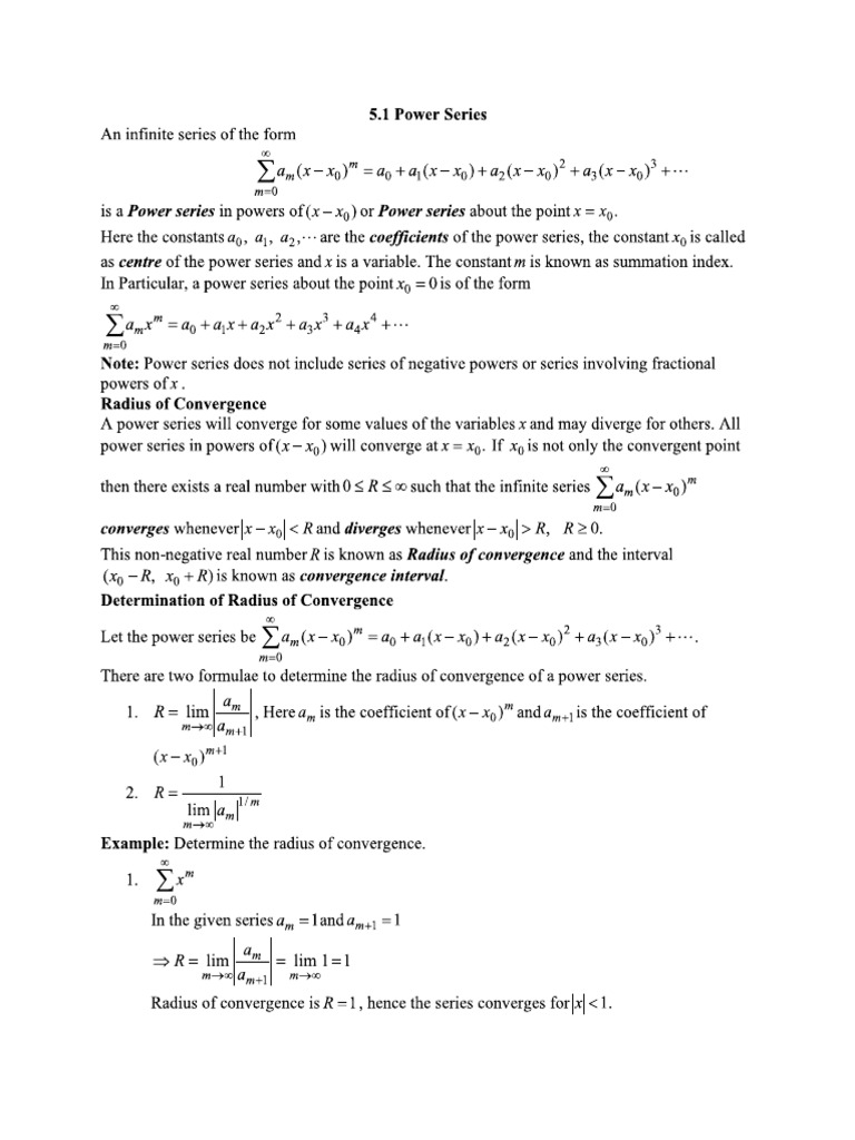 Special Functions - Power Series - Legendre's Equations and Bessel's Equation Note | PDF