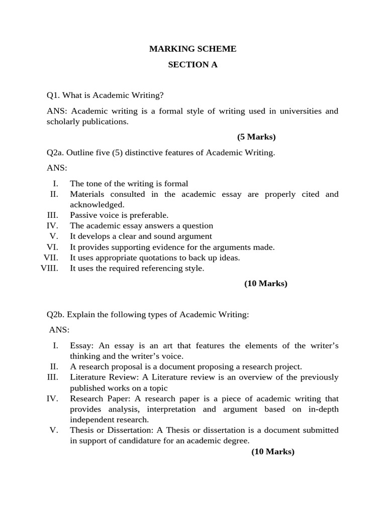 Marking Scheme | PDF