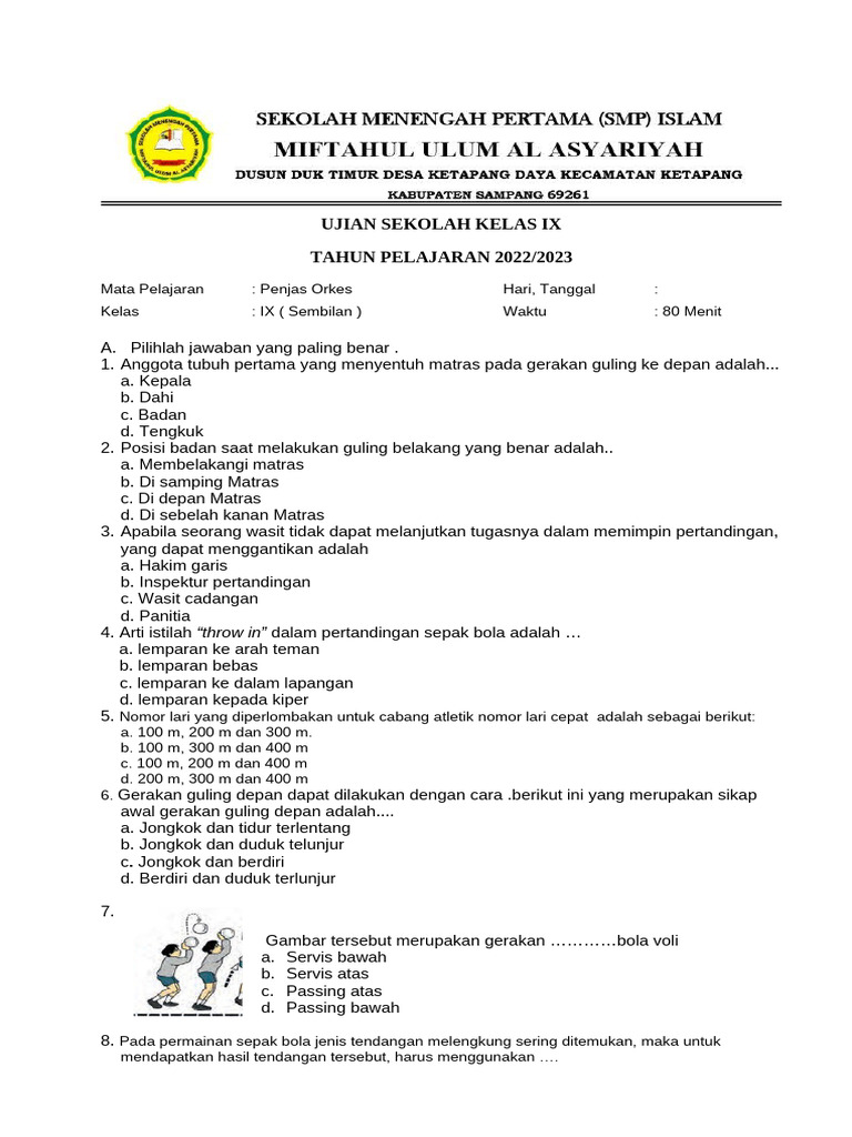 Soal Us Penjas 2023 | PDF