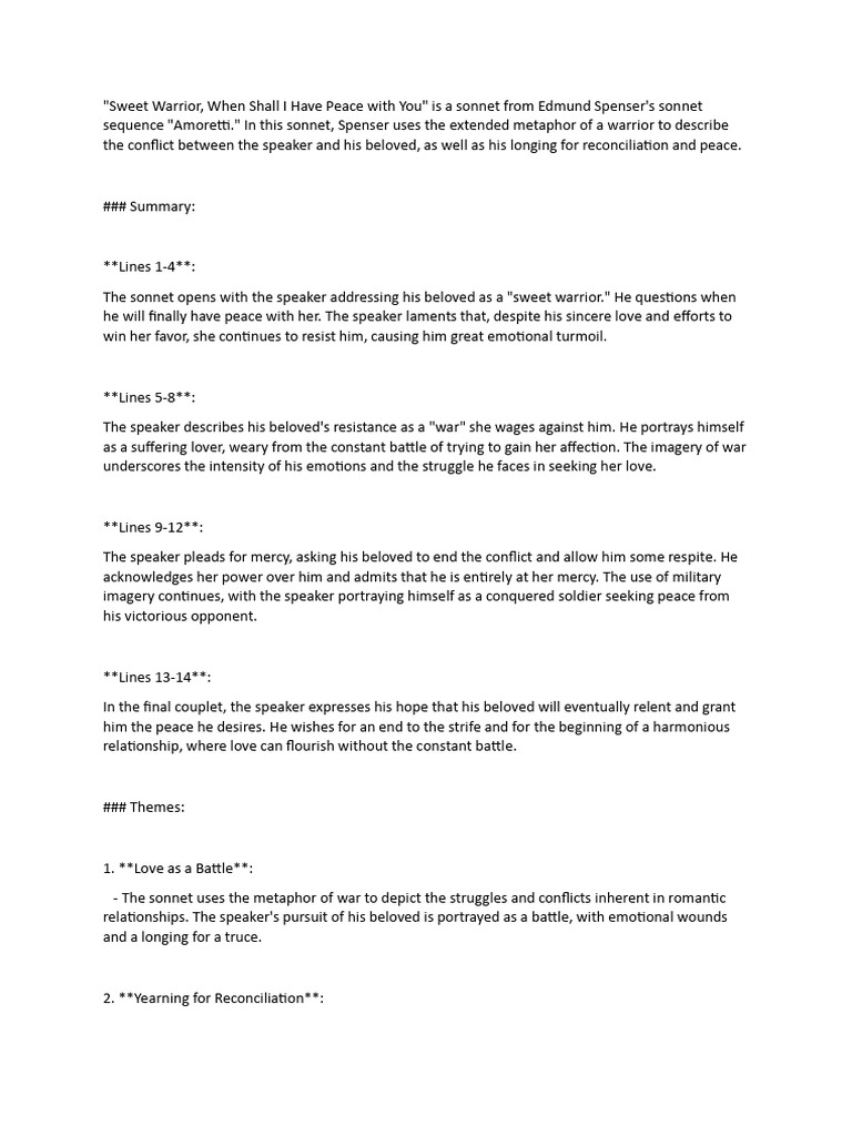 Sweet Warrior: Sonnet 57 Analysis | PDF | Sonnets | Stanzaic Form