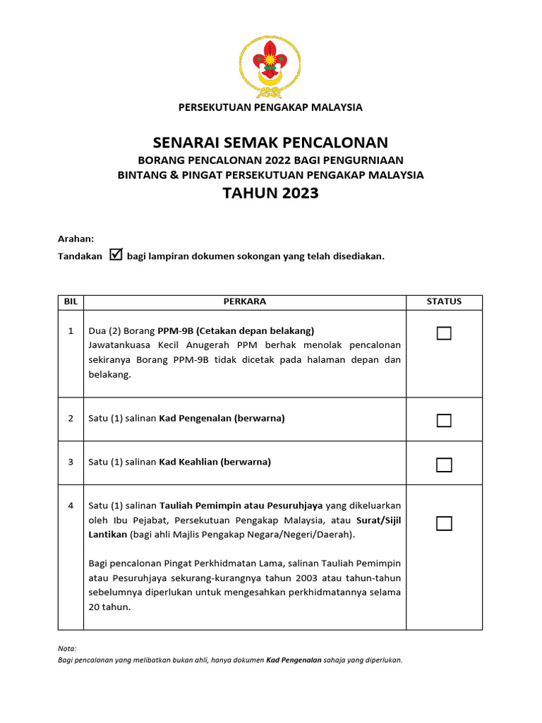 04 Borang PPM-9B Pencalonan SKKPN - PPL 2023 | PDF