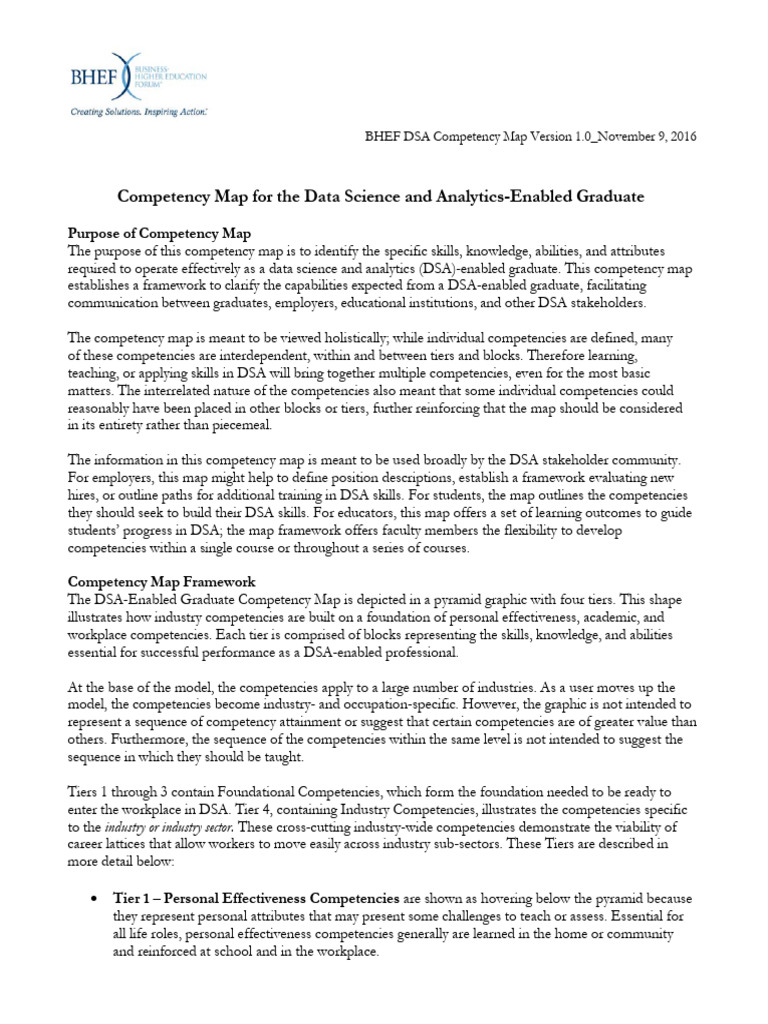 BHEF 2016 DSA Competency Map 1 | PDF