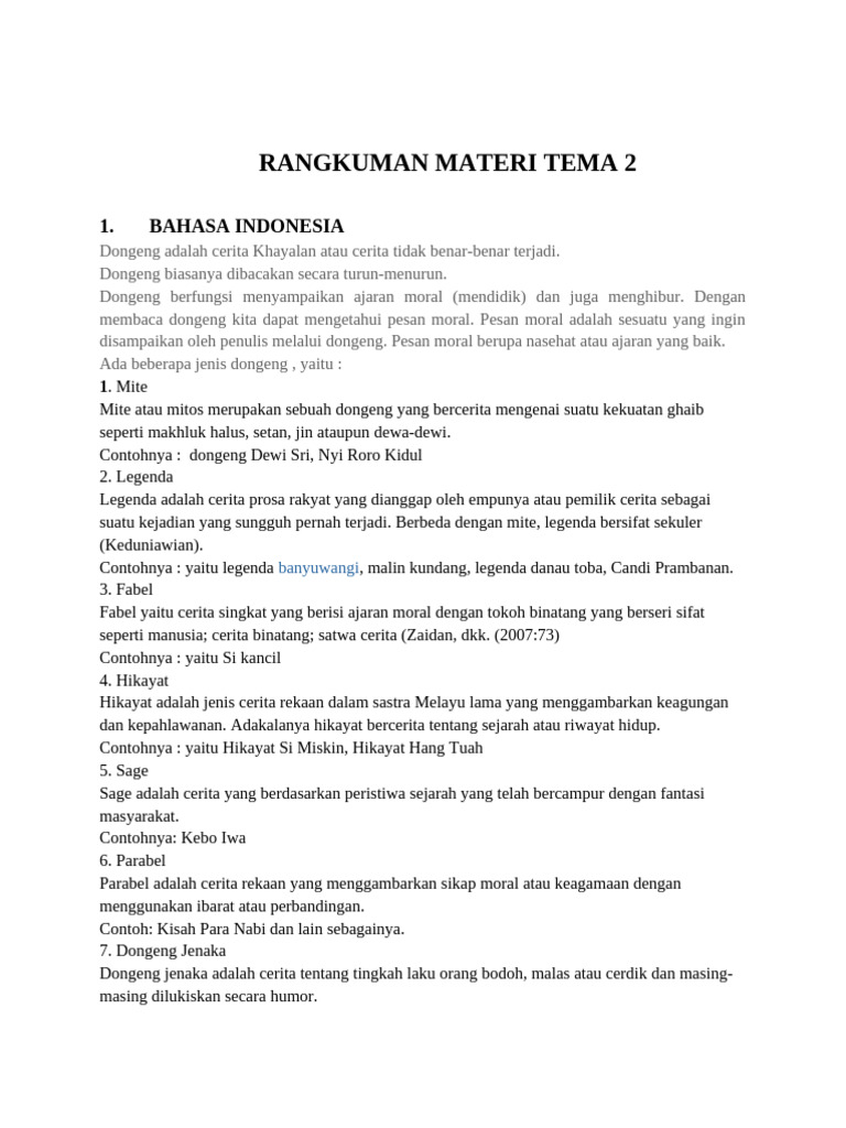 Rangkuman Materi Tema 2 | PDF