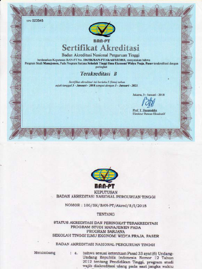 Akreditasi Stie Widya Praja | PDF