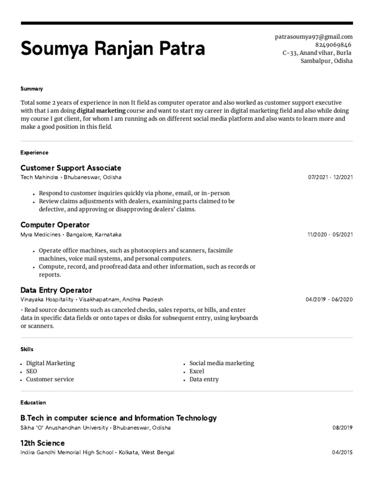 Resume (Ranjan patra) | PDF Resume (Ranjan patra) | PDF