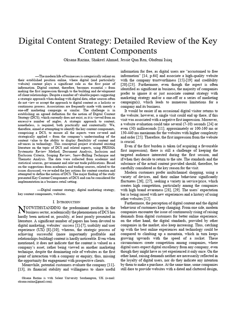 Digital Content Strategy Detailed Review of The Key Content Components ...