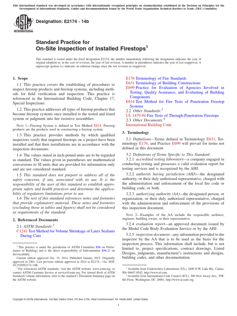 ASTM E2174.8014 - Installed Firestop | PDF