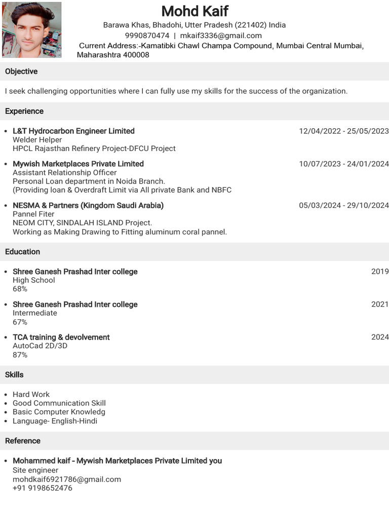 Mohd Kaif Finished CV | PDF
