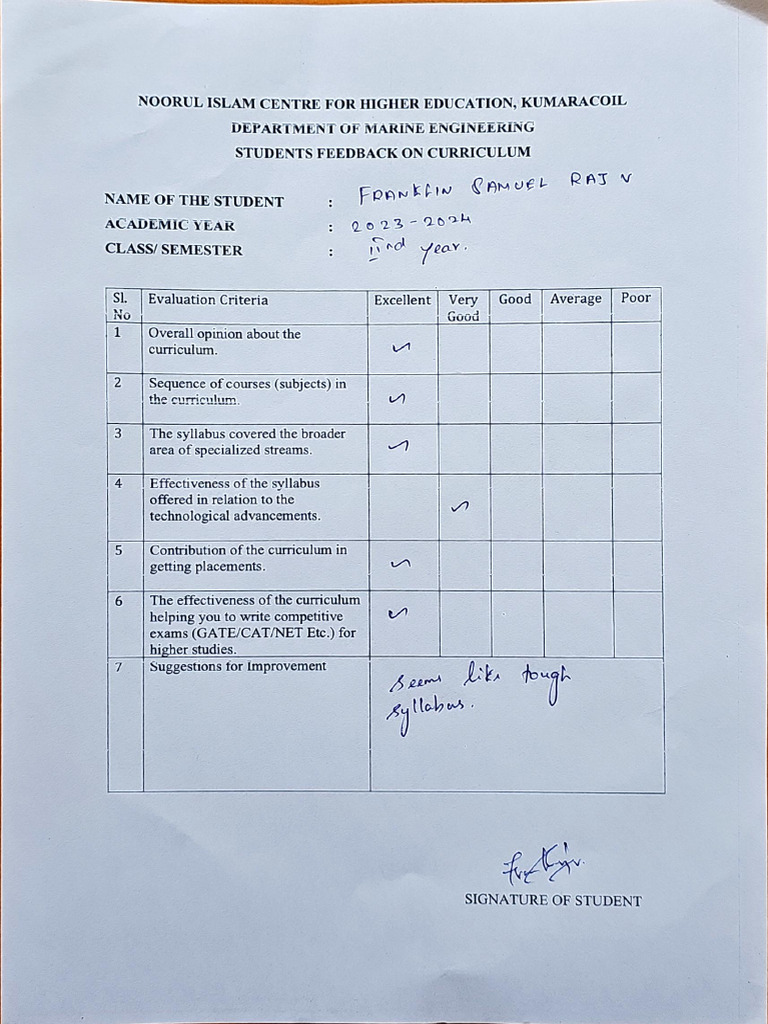 Students Feedback 2023-24 | PDF