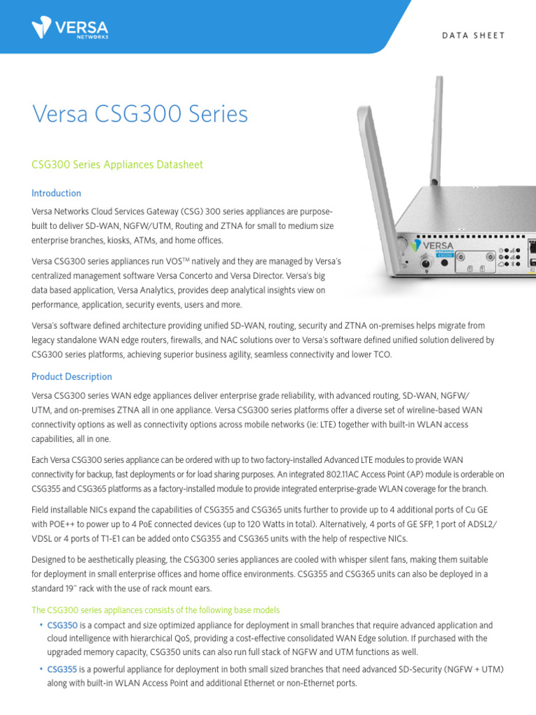 Versa csg300 Series | PDF | Modem | Business