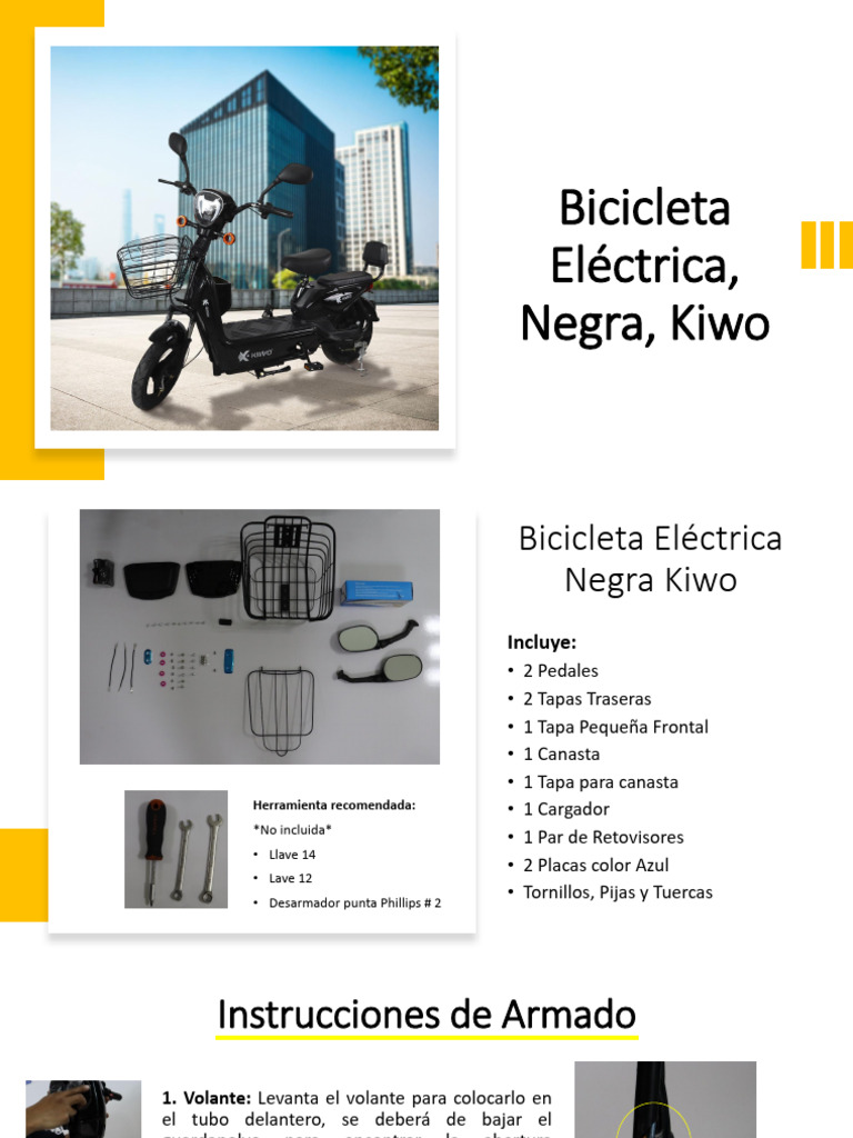 Bicicleta El Ctrica, Negra, Kiwo | PDF