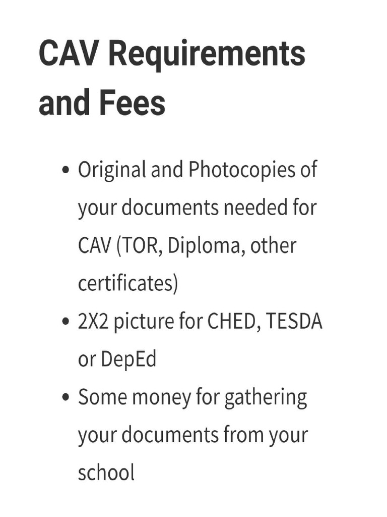 CAV Requirments and Forms | PDF