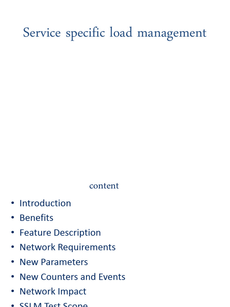 Service Specific Load Management | PDF