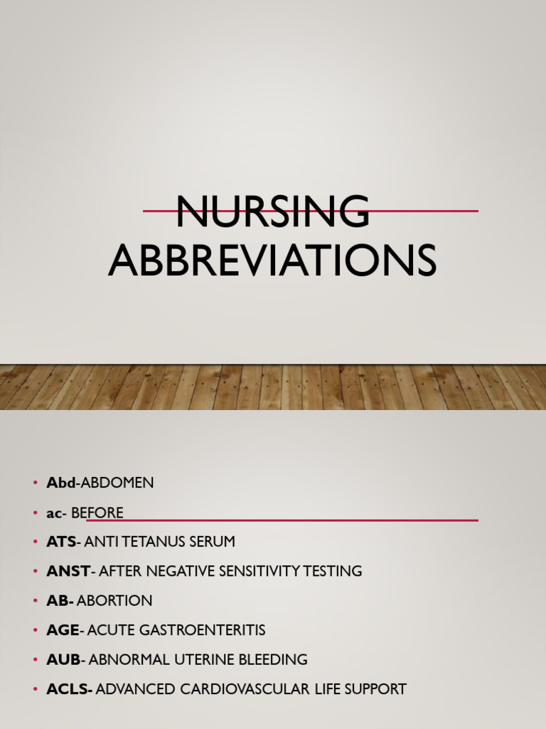 Nursing Abbreviations | PDF