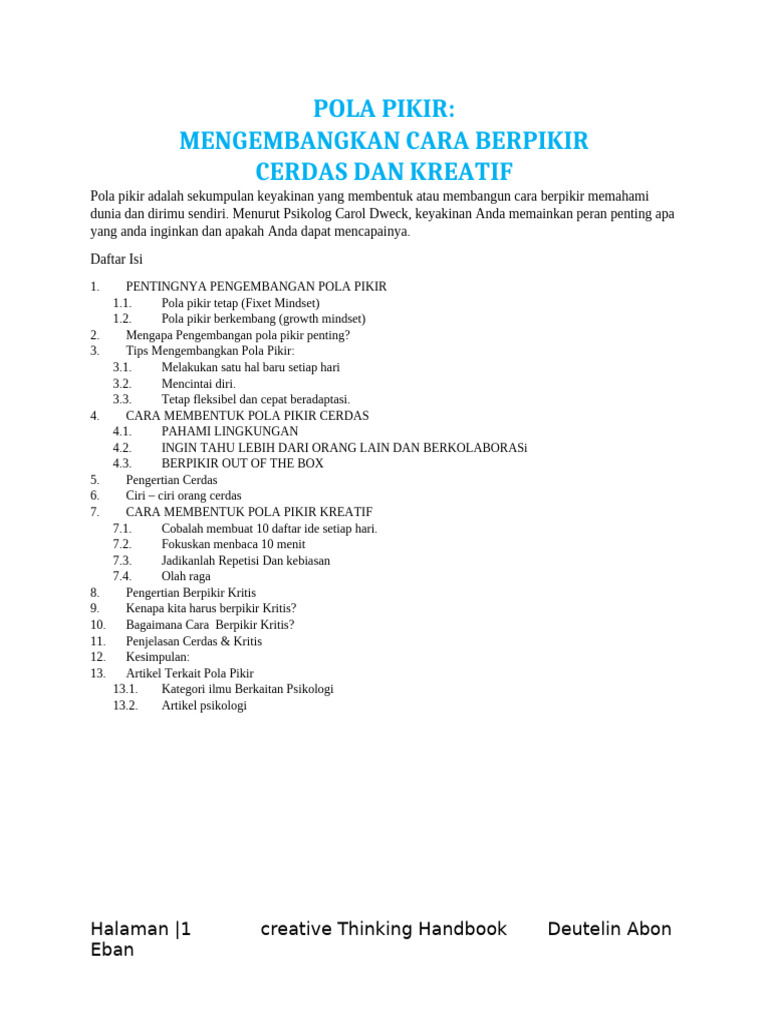 Pola Pikir Xii MM (Dety) | PDF