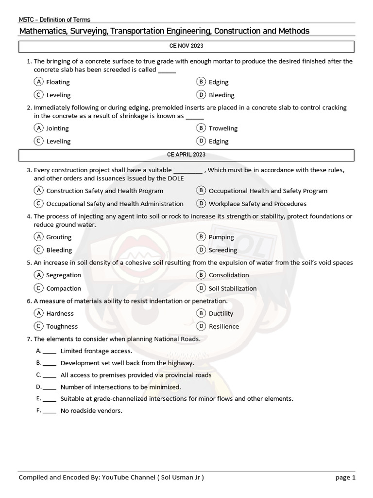 MSTE - Definition of Terms (2011-2023) | PDF | Concrete | Road