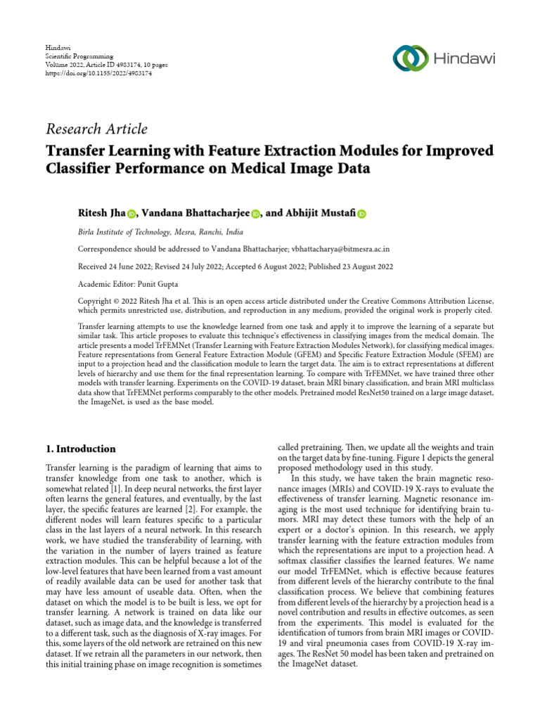 Transfer Learning With Feature Extraction Modules For Improved ... Transfer Learning With Feature Extraction Modules For Improved ...