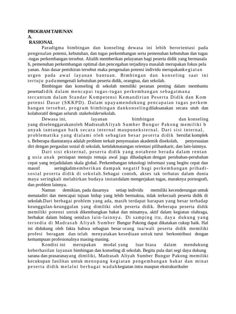 Program Tahunan Baru Bk.. | PDF