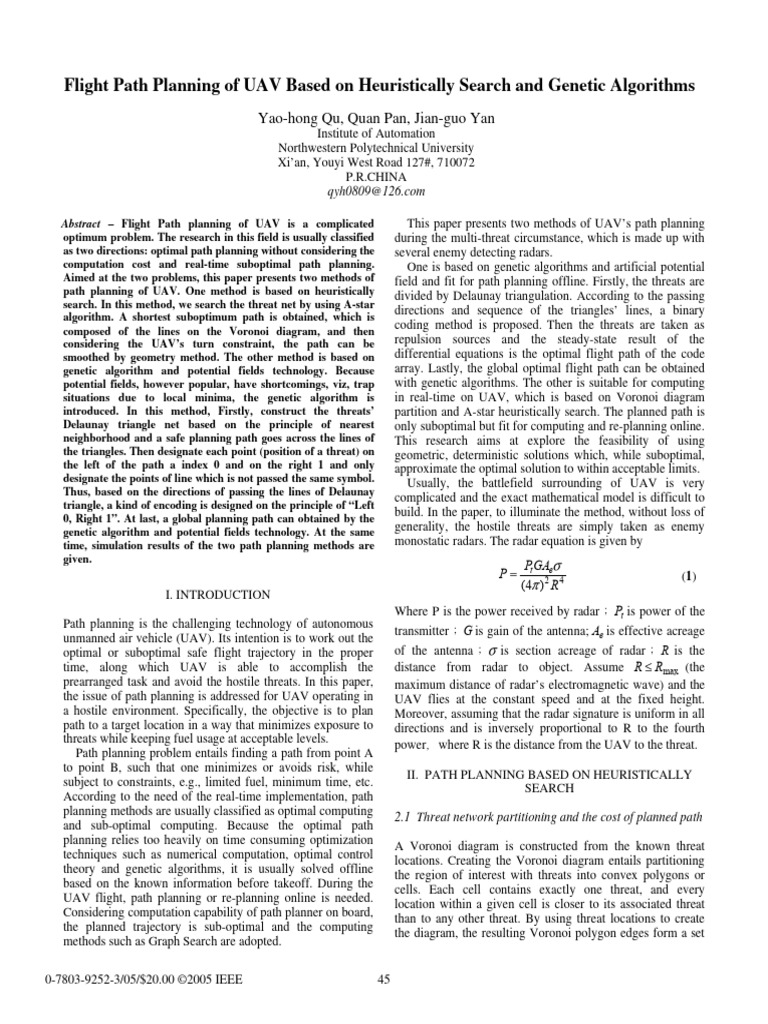 Flight Path Planning of UAV Based On Heuristically Search and Genetic ...