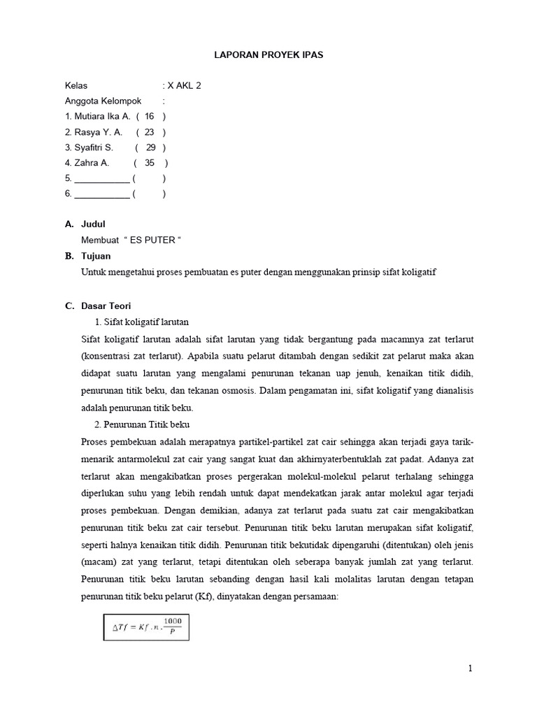 Laporan Proyek Ipas Pembuatan Eskrim | PDF