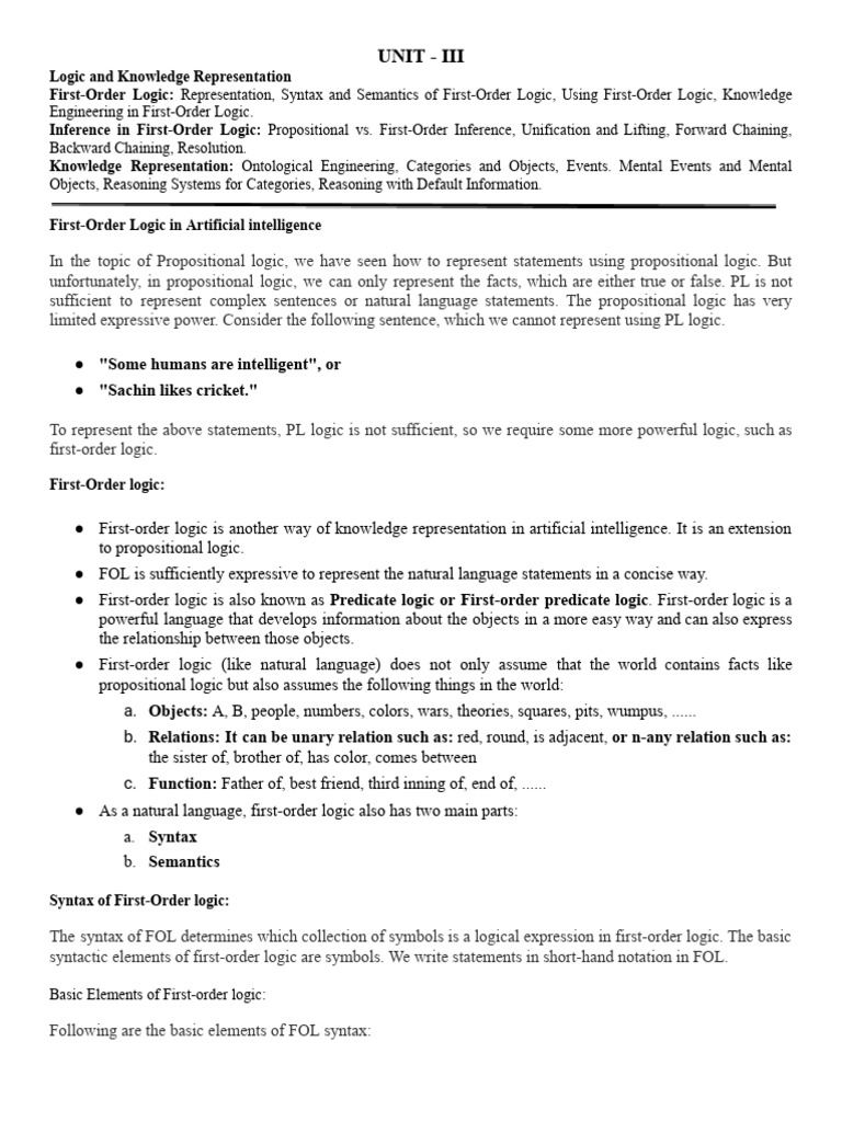 AI - Unit - 3 | PDF
